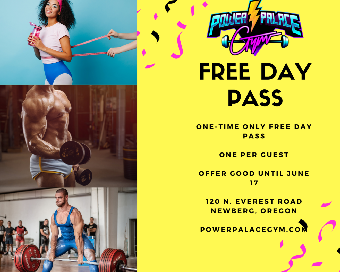 Free Day Pass Special! Limited Time Offer! - Power Palace Gym
